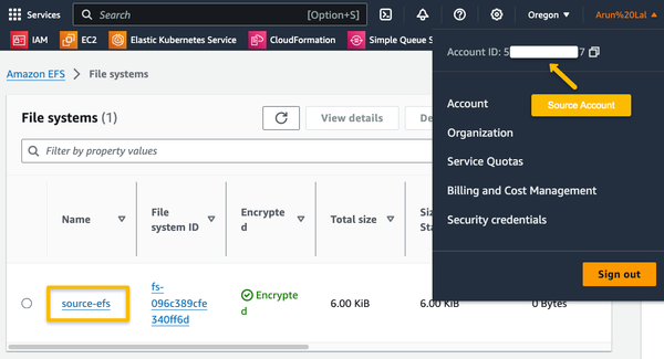 Transfer Efs Data Between Aws Accounts Using Aws Datasync