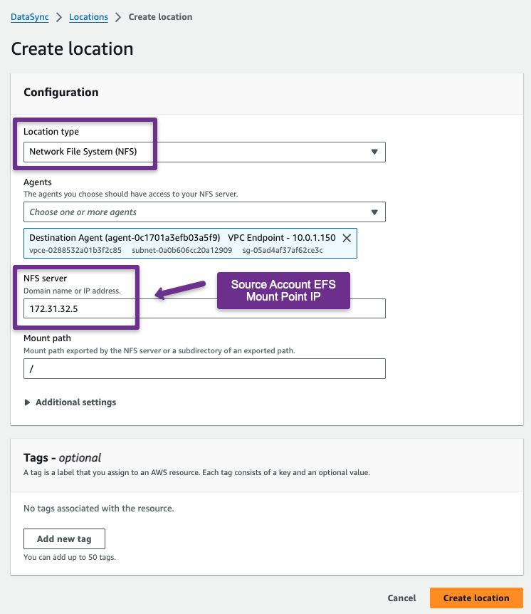 Transfer Efs Data Between Aws Accounts Using Aws Datasync